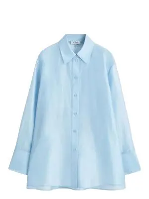 Cos Sheer Button-up Shirt - Blue