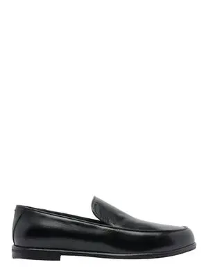 POEVE Round-toe Leather Loafers - Black