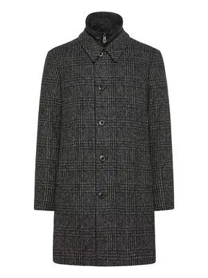 Peuterey Check-pattern Single-breasted Coat - Grey