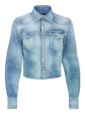 Dsquared2 Cropped Denim Shirt - Blue