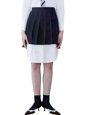 Thom Browne Pleated Mini Skirt Blue