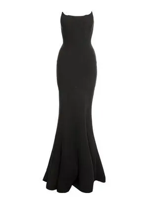 V:PM ATELIER Strapless Fishtail Maxi Dress - Black