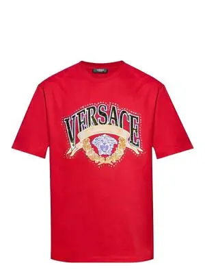 Versace Sequin-embellished Crew-neck T-shirt - Red