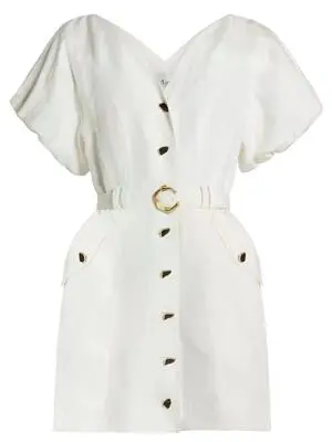 Aje Puff-sleeves Buttoned-front Mini Dress - White