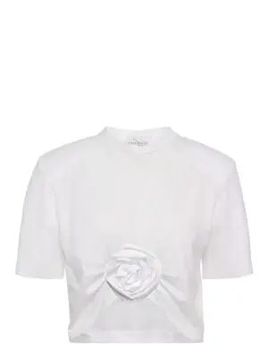 ANA RADU Rose-embellished Cropped Top - White