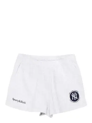 SPORTY & RICH Logo-embroidered Shorts - Grey