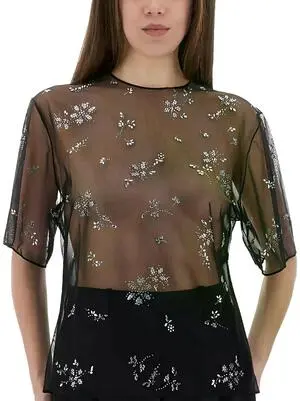 Rabanne Crystal-embellished Sheer Top - Black