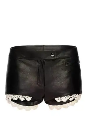 Magda Butrym Leather Lace-trimmed Shorts - Black
