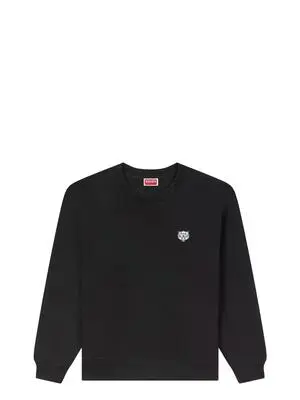 Kenzo Crew-neck Sweatshirt With 'happy Tiger' Embroidery - Black