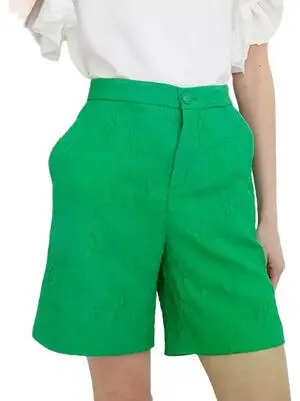 CUSTOMMADE Textured High-waisted Shorts - Green