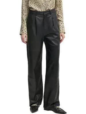 JOOP! Pleated Leather Trousers - Black