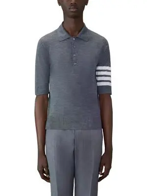 Thom Browne Fine Merino Wool 4-bar Polo - Ice