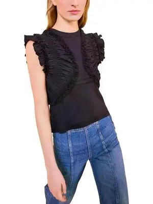 Ulla Johnson Ruffled Smocked Top - Black