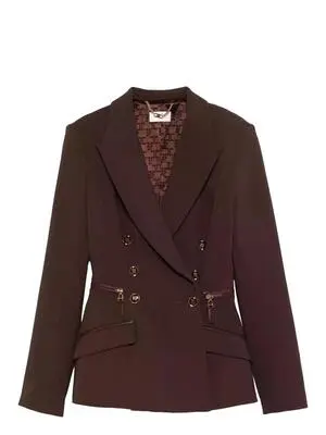 Elisabetta Franchi Double-breasted Jacket - Brown