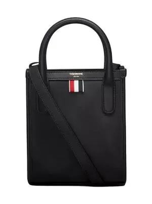 Thom Browne Vertical Leather Tote Bag - Black