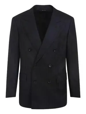 TOM FORD Pinstripe Double-breasted Blazer - Blue