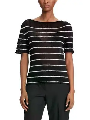 Tommy Hilfiger Striped Boat-neck T-shirt - Black