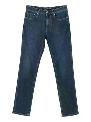 Corneliani Logo-patch Straight Leg Jeans - Blue