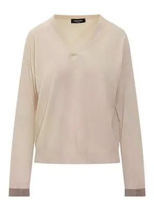 Fabiana Filippi V-neck Embellished-cuff Sweater - Neutrals