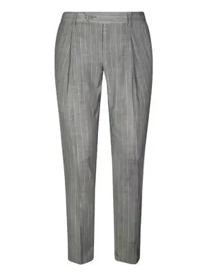 MARSEM Pinstripe Pleated Trousers - Grey