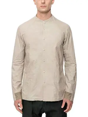DEVOA Mandarin-collar Cotton Shirt - Neutrals