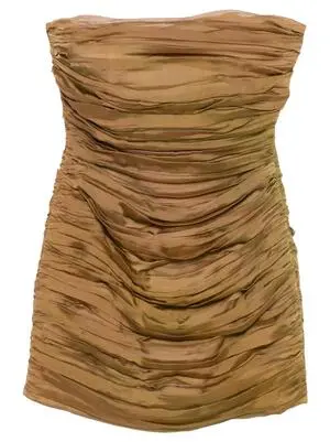 Raquel Diniz Strapless Silk Mini Dress - Brown