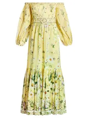 Camilla Daisy Chains Corset Maxi Dress - Yellow
