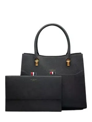 Thom Browne Leather Clasp Tote - Grey