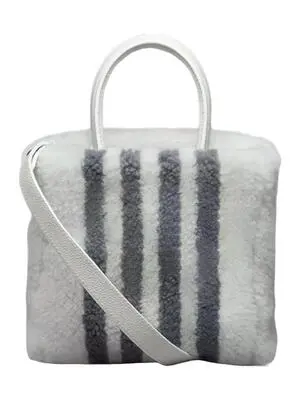 Thom Browne Shearling Stripe Tote Bag - White