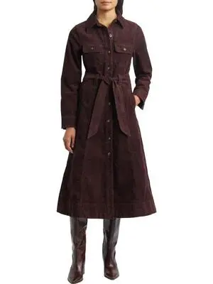 Wit & Wisdom Long Sleeve Corduroy Shirtdress - Oxblood