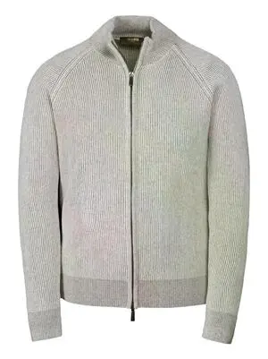 MOORER Ribbed Zip-Front Cardigan