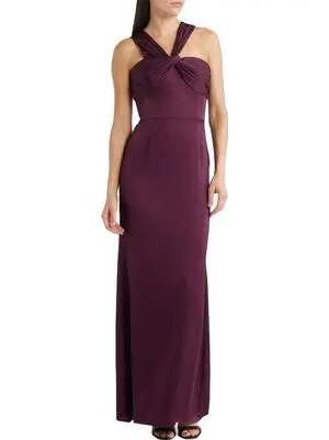 Dress The Population Rosalia Sleeveless Satin Gown - Dark Cherry