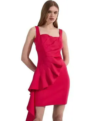 Karen Millen Scuba Ruffle Mini Dress - Pink