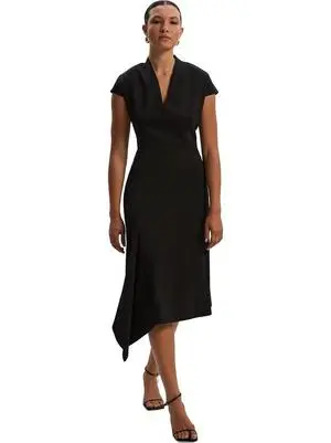Karen Millen Asymmetric Tailored Midi Dress - Black