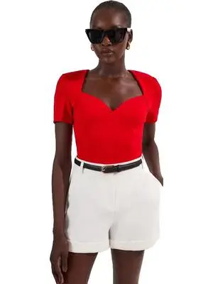 Karen Millen Sweetheart Neckline Bodysuit - Red