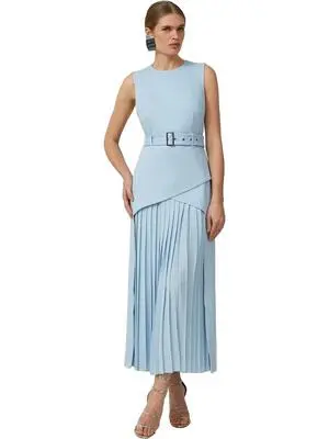 Karen Millen Jersey Pleated Maxi Dress - Pale Blue