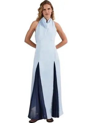 Karen Millen Woven Satin Maxi Dress - Blue
