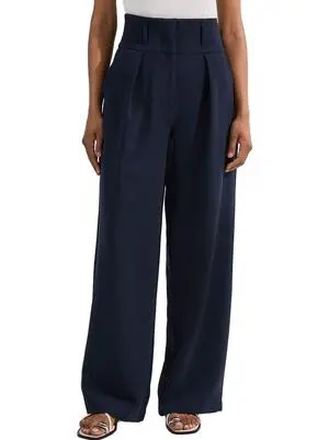 Karen Millen KAREN MILLEN High-Waisted Wide-Leg Trousers Navy