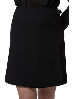 Karen Millen Buckle Detail Pleated Mini Skirt - Black