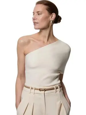 Karen Millen Knitted One-shoulder Top - Cream