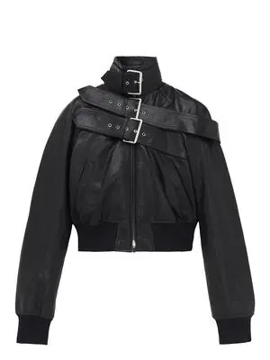 Alexander McQueen Leather Bomber Jacket - Black