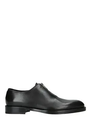 FERRAGAMO Leather Zip-detail Derby Shoes - Black