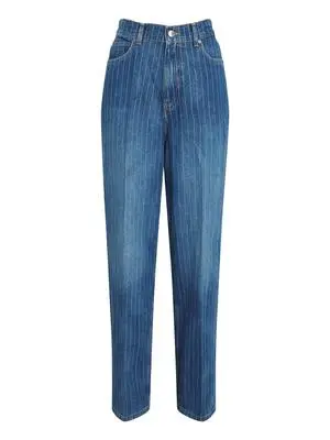 Sandro Stripe High-rise Wide-leg Jeans - Blue