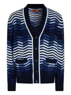 Missoni Jacquard-knit Wool Cardigan - Navy