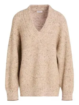 Brunello Cucinelli Donegal Ribbed Wool-blend Sweater - Sand