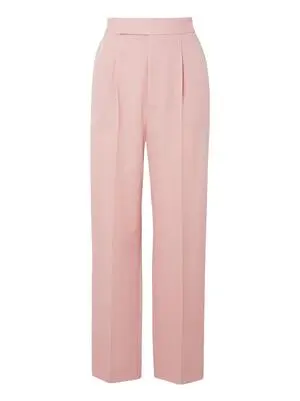 Ralph Lauren Evanne Pleated Wool-twill Straight-leg Trousers - Baby Pink