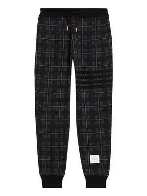 Thom Browne Prince Of Wales Checked Cottonblend Jacquard Sweatpants - Black
