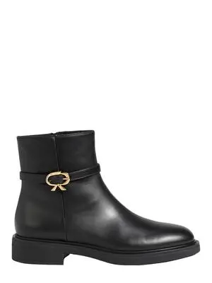 GIANVITO ROSSI Ribbon Dumont Leather Ankle Boots - Black