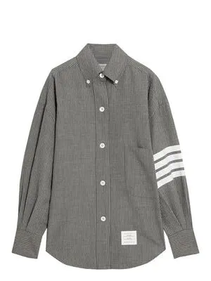 Thom Browne Striped Cashmere-seersucker Shirt - Anthracite
