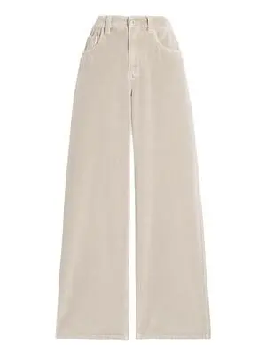 Brunello Cucinelli Cotton-velvet Straight-leg Pants - Beige